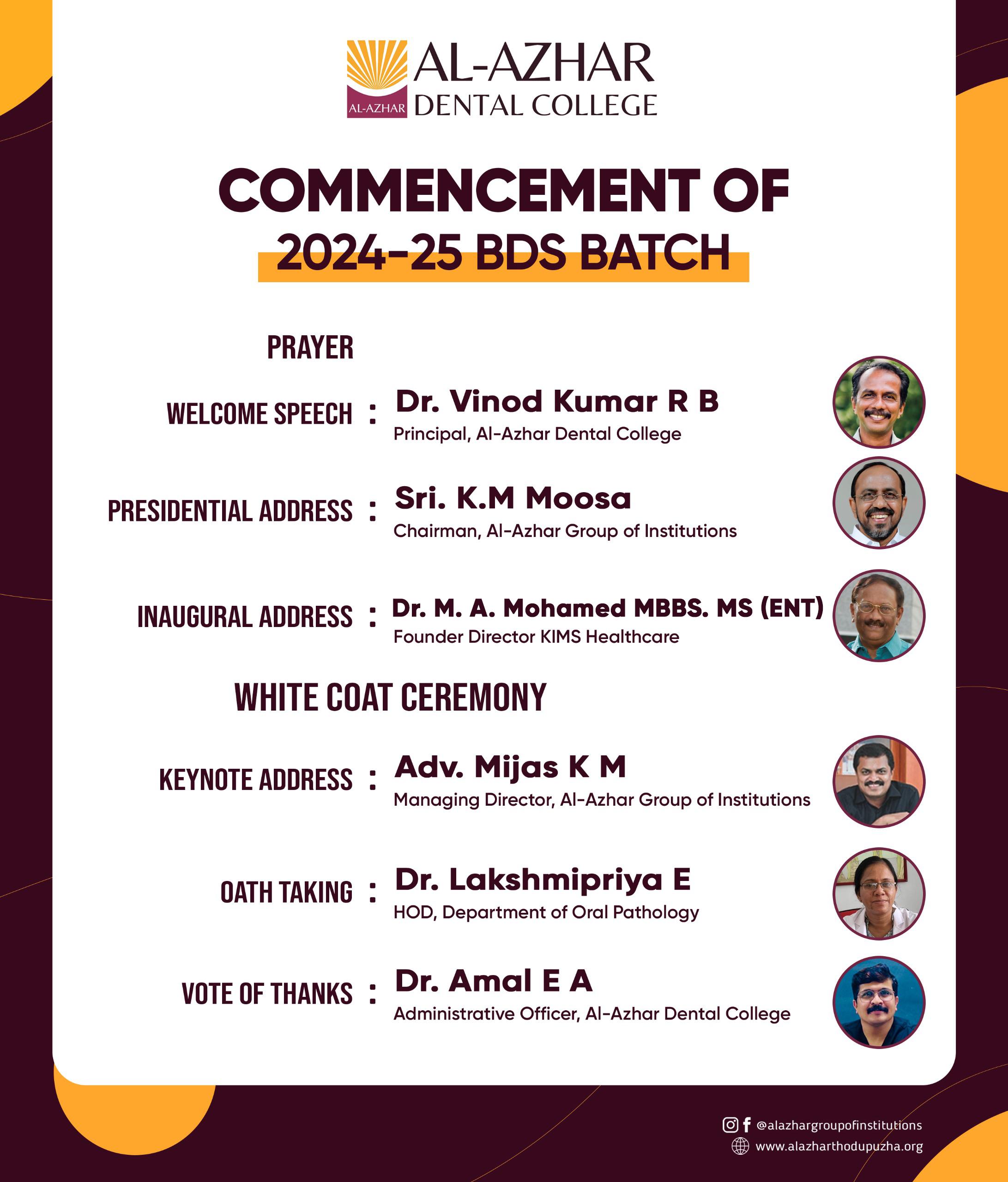 "Formal Commencement - 2024 BDS Batch" | Al-Azhar Dental College